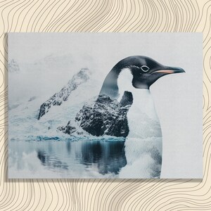 Penguin Canvas Wall Art, Icy Landscape Print Antarctic Decor Cool Tones ...