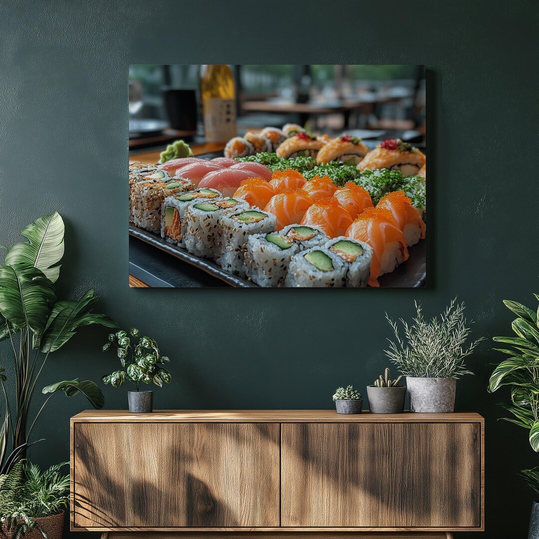 Sushi Canvas Wall Art Japanese Cuisine Print - Modern Colorful Sushi ...