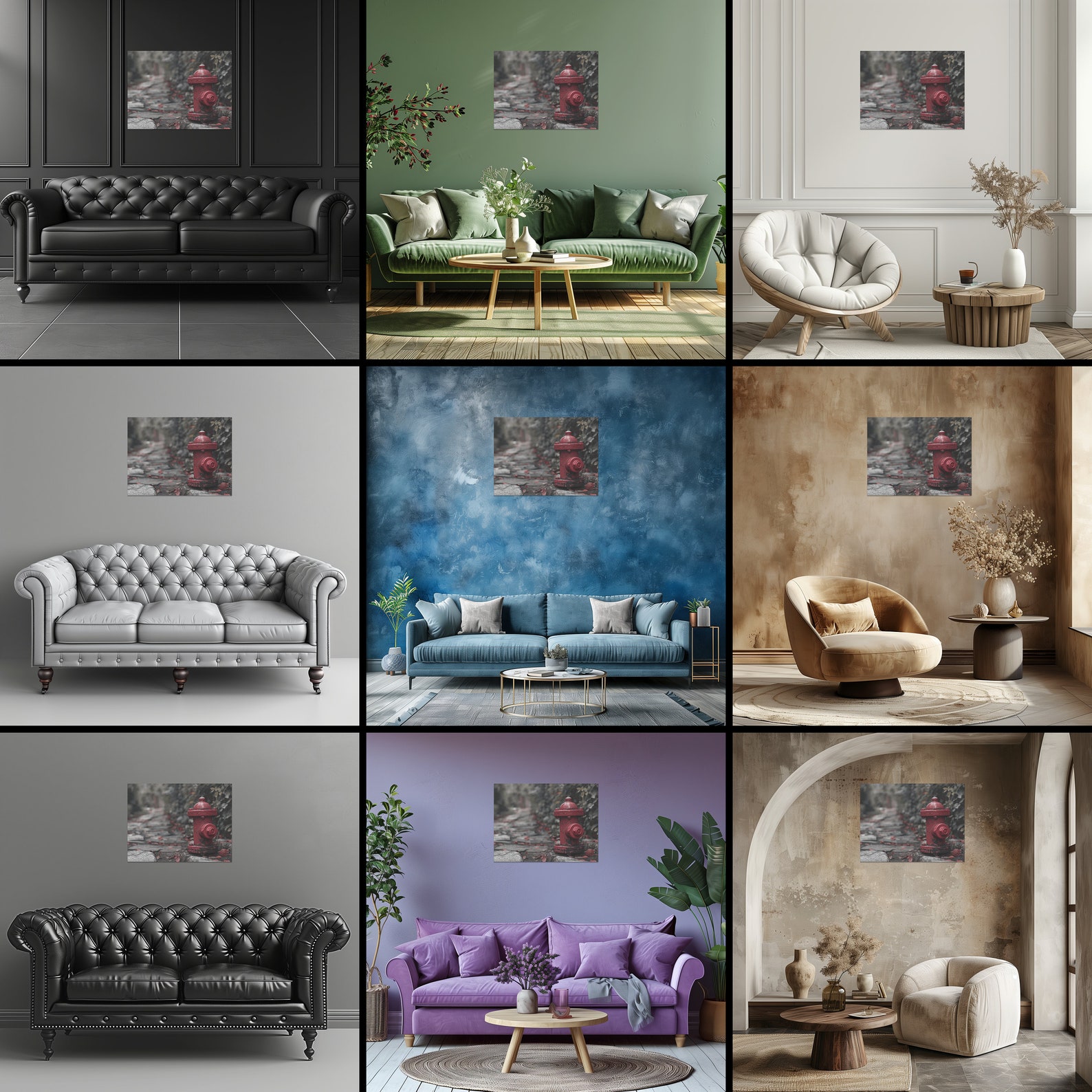 Fire Hydrant Canvas Wall Art, Premium Quality Black and White ...