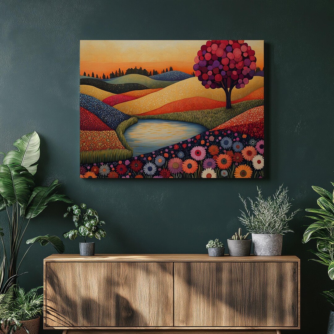 Peaceful Landscape Canvas Wall Art, Scenic Nature Scene Decor for Home ...