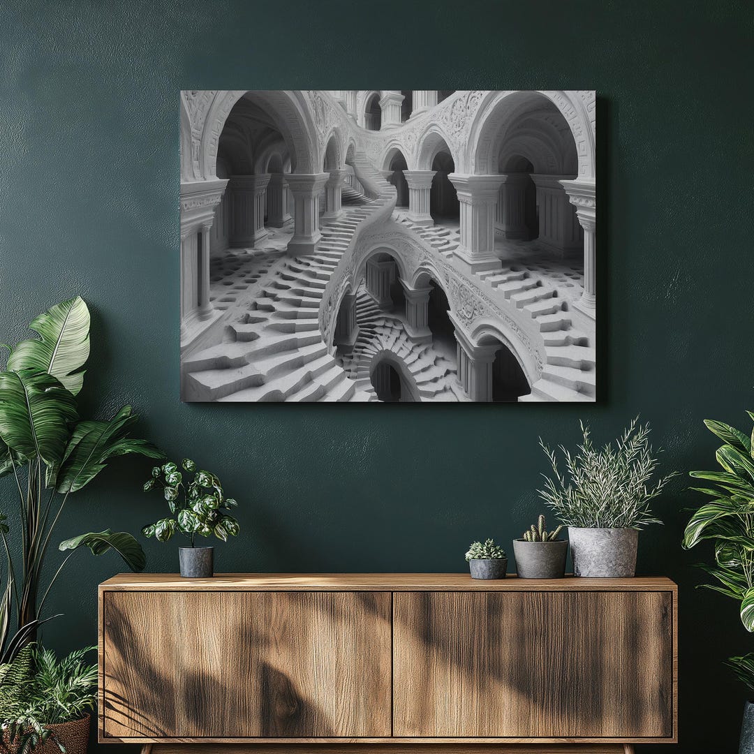 Web of Thoughts Abstract Wall Art Canvas Print – Intricate Escher Style ...