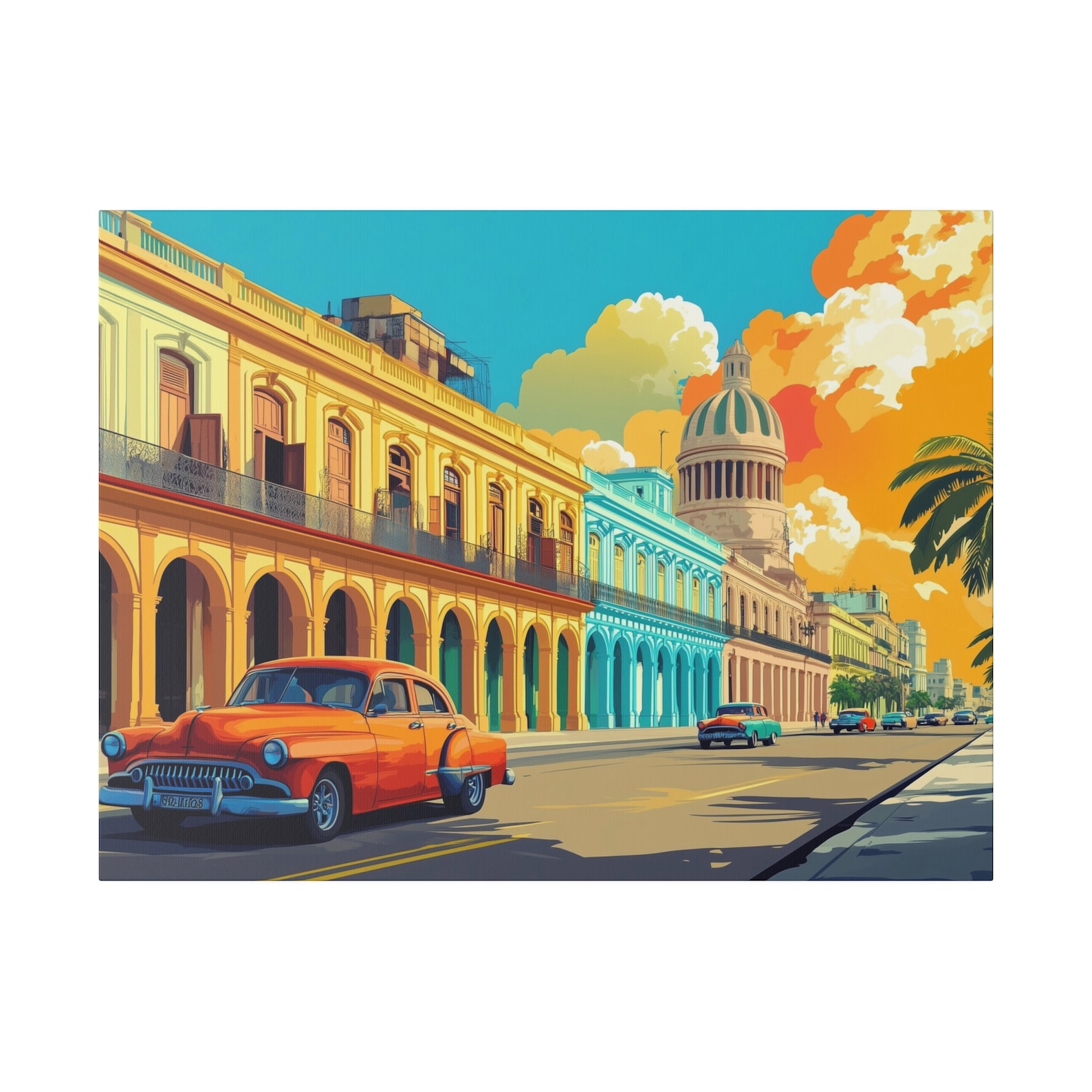 Cuba Canvas Wall Art Vibrant Havana Streets Retro Cars Home Decor ...
