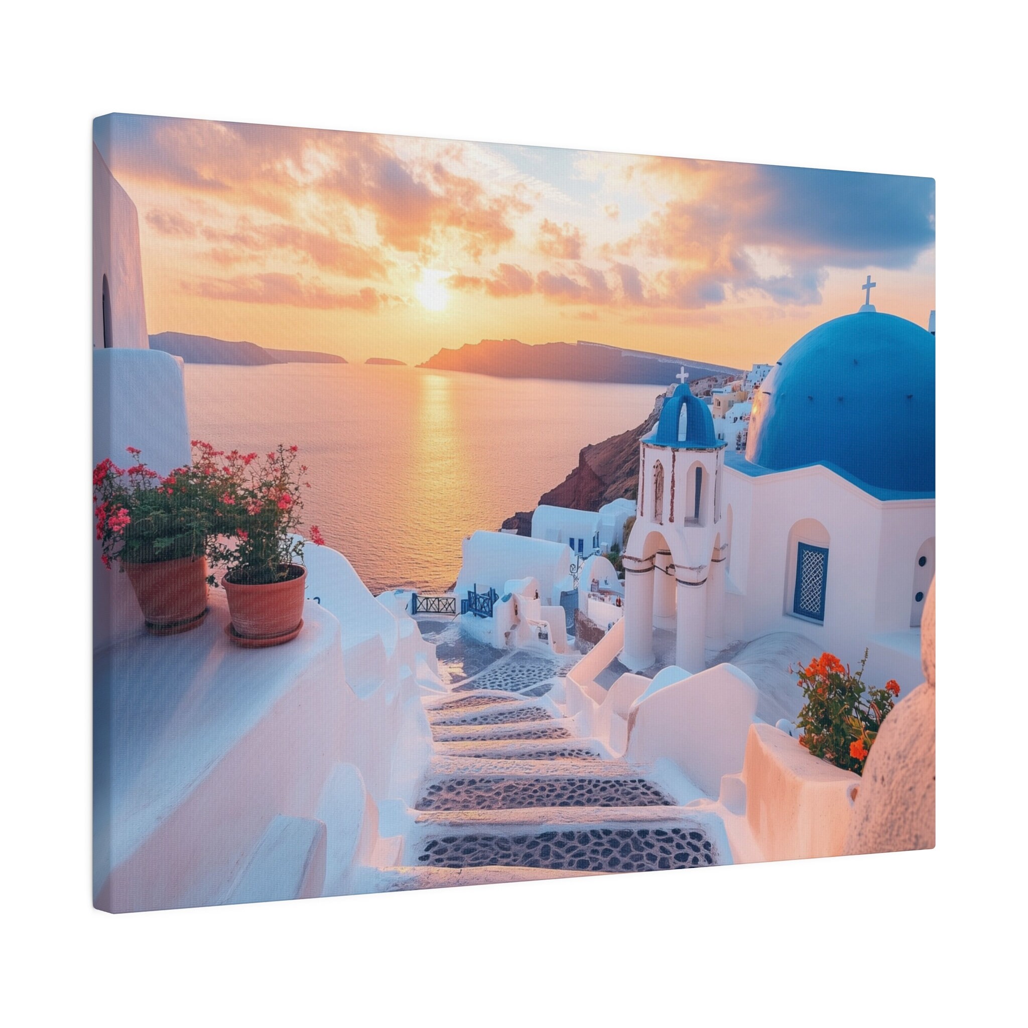 Santorini Sunset Canvas Wall Art, Greece Travel Decor, Stunning ...