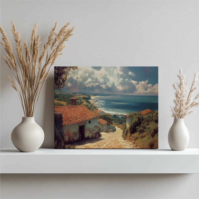 Portugal Canvas Wall Art: Beautiful European Landscape Vibrant and Grey ...