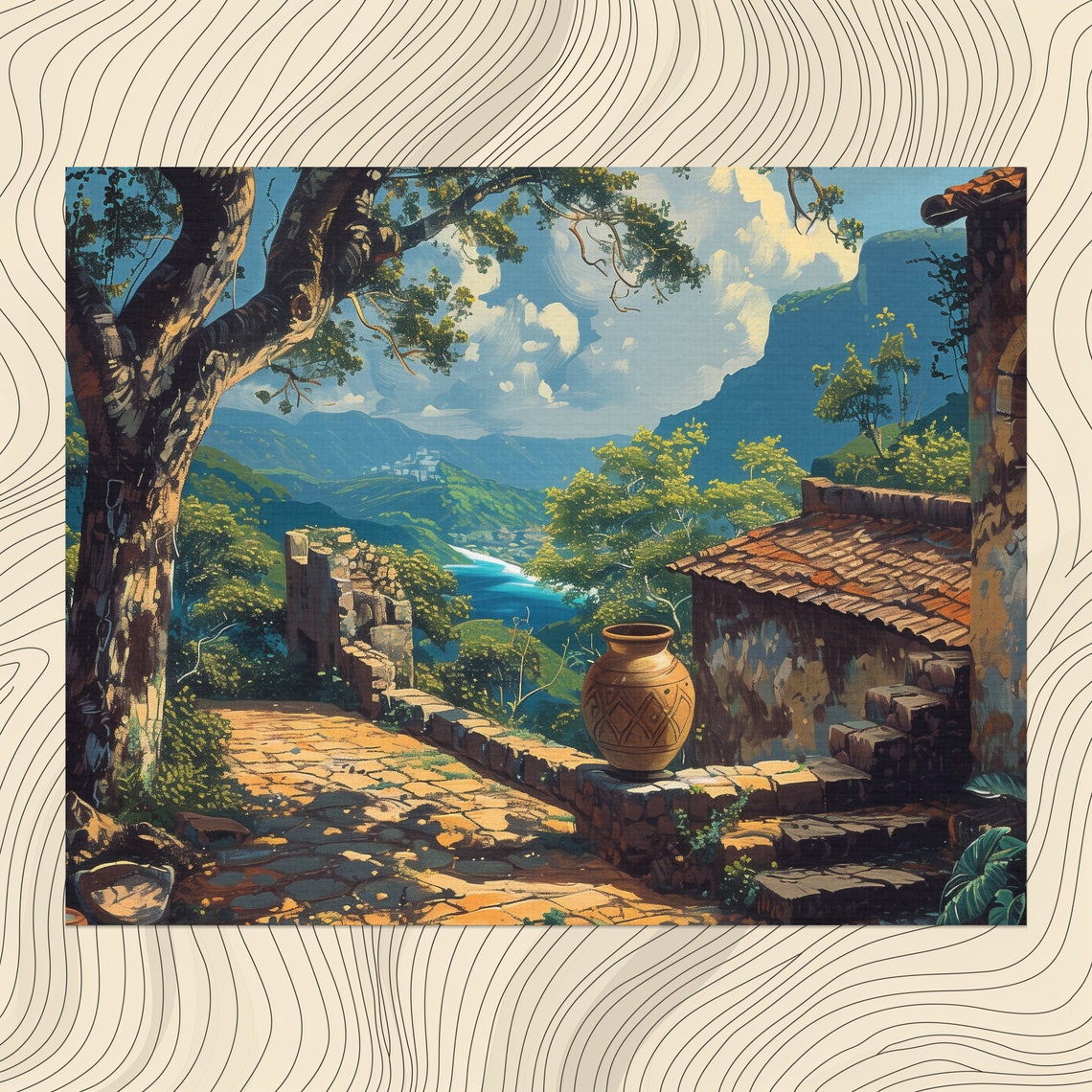 Honduras Canvas Wall Art Nostalgic Copan Ruins Detailed Oil Paint Lenca ...