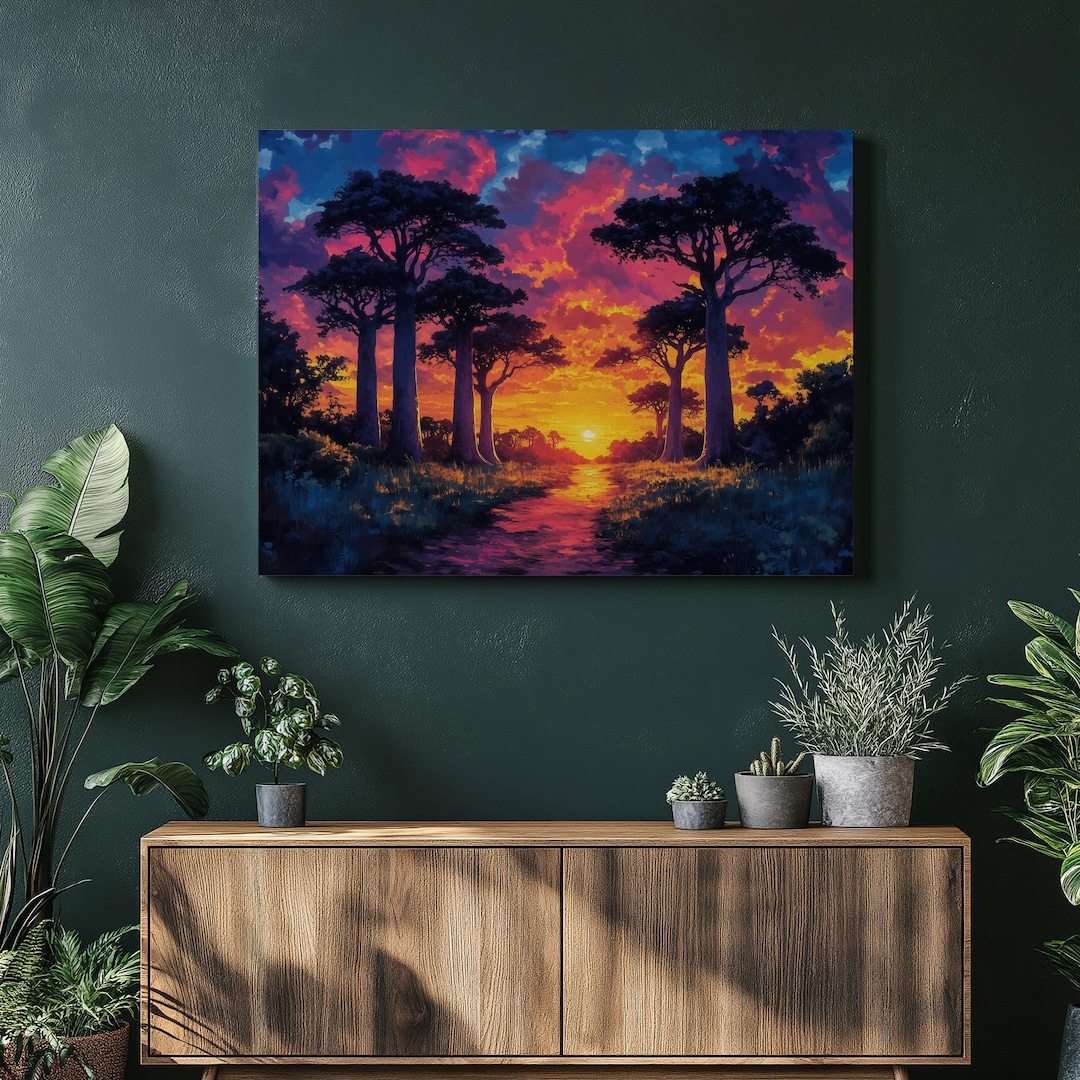 Sunset Painting Sunset Art Landscape Artwork Colorful Sky Clouds ...