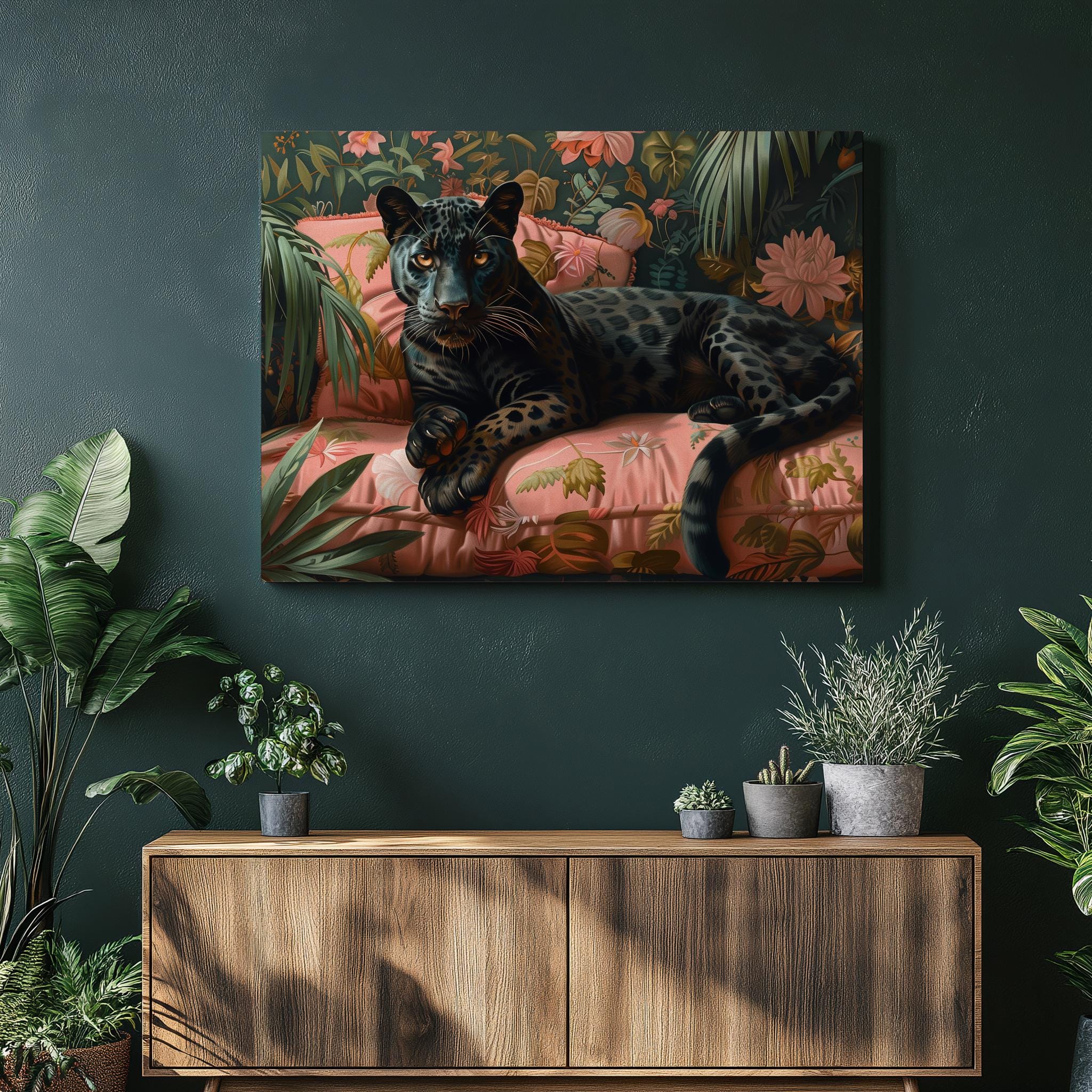 Black Panther Canvas Wall Art, Wildlife Animal Print, Jungle Predator ...