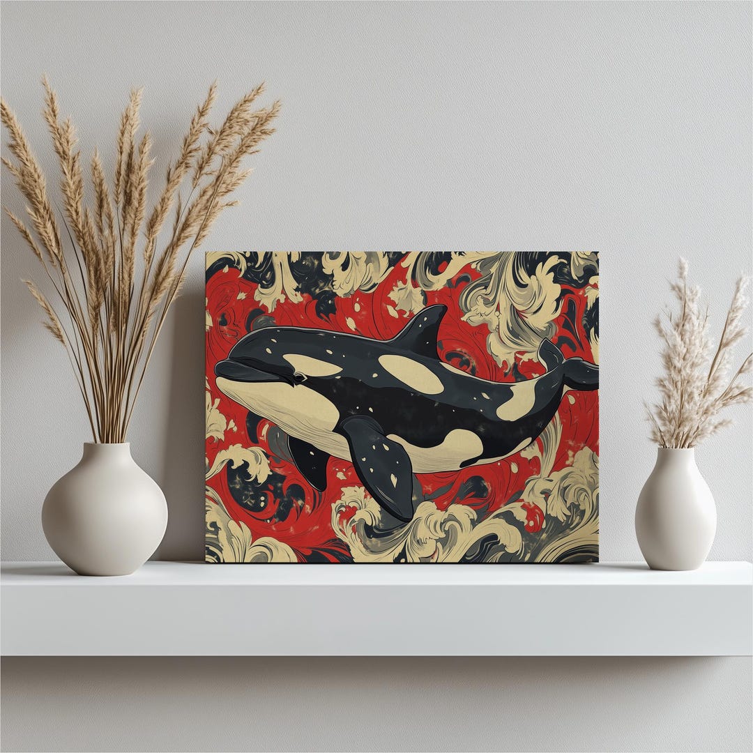 Majestic Orca Canvas Wall Art, Ocean Wildlife Print, Marine Animal Wall ...