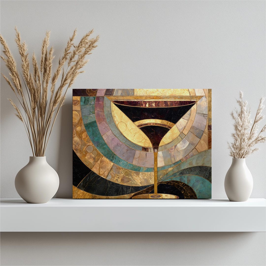 Glam Martini Canvas Wall Art – Art Deco Cocktail Wall Art Martini Glass ...