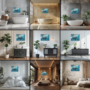 Wolverine Swimming Canvas Wall Art, Hyper Realistic Aquatic Mammal ...