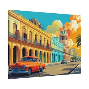 Cuba Canvas Wall Art Vibrant Havana Streets Retro Cars Home Decor ...