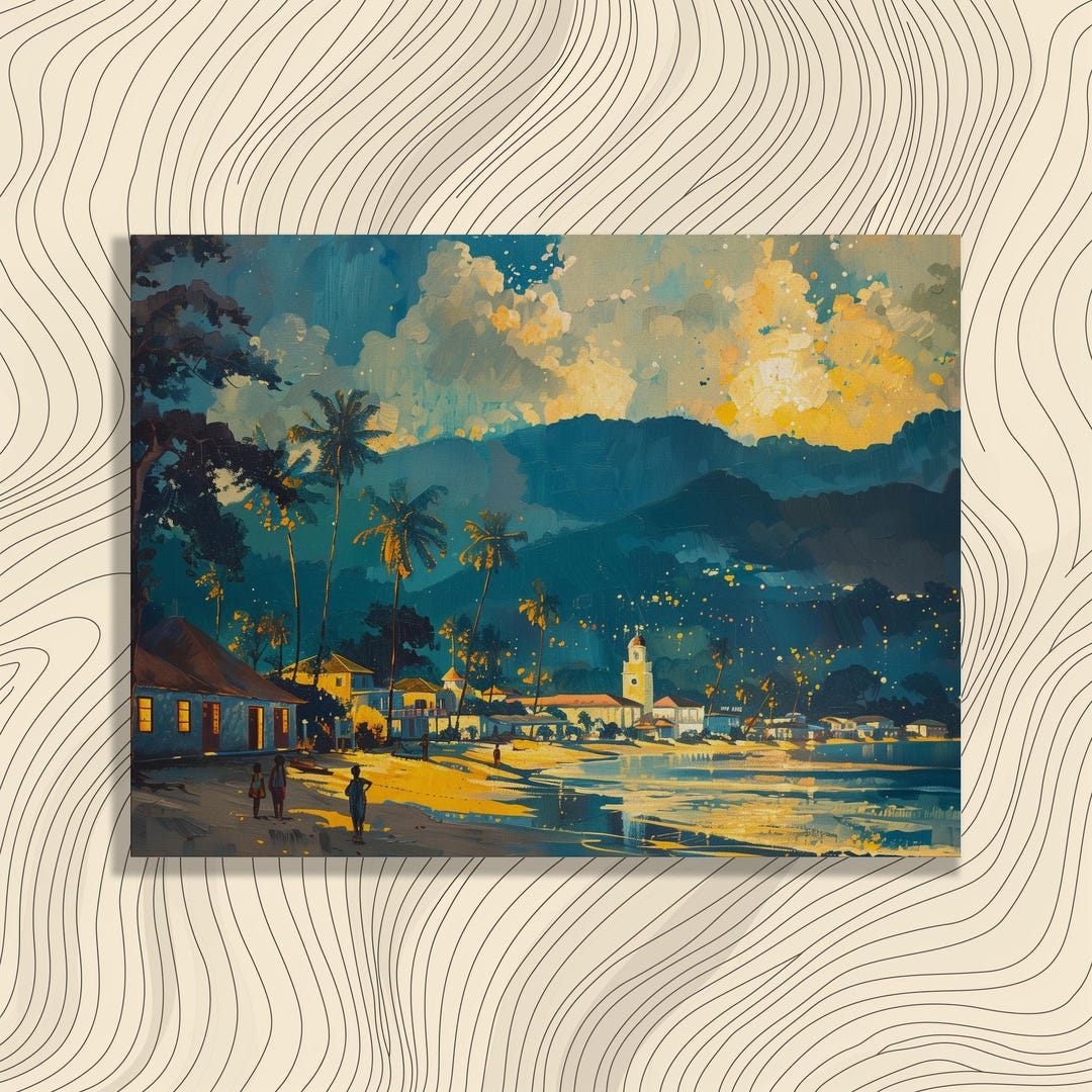 Trinidad and Tobago Canvas Wall Art, Oil Painting, Maracas Beach ...
