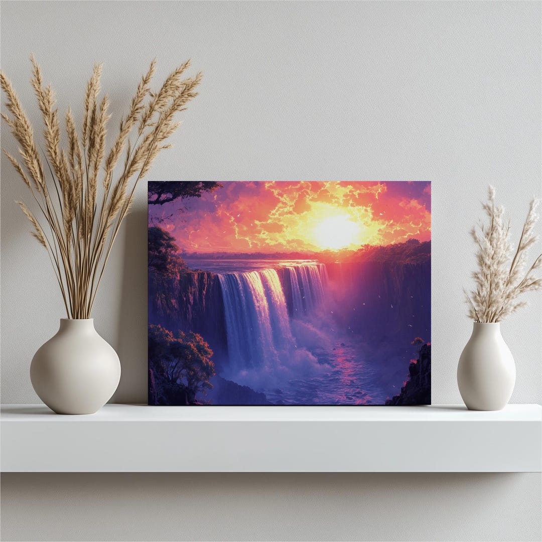 Serene Zimbabwe Canvas Wall Art, Victoria Falls With Lush Rainforest ...