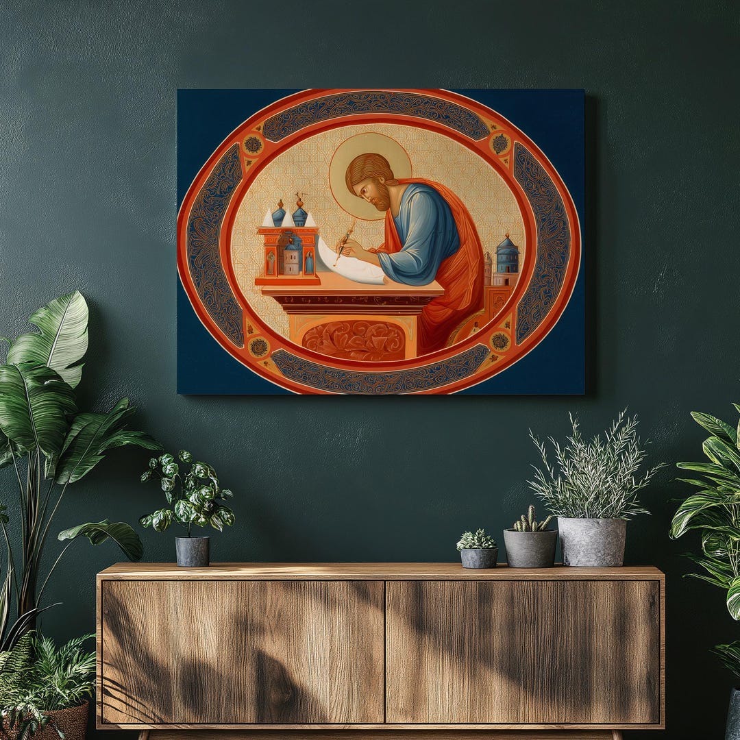 Byzantine Saint Luke Canvas Wall Art – Orthodox Icon Painting Religious ...