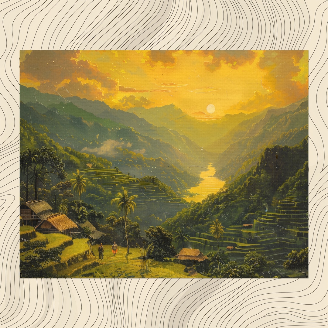 Philippines Canvas Wall Art, Filipino Nostalgia Oil Painting Banaue ...
