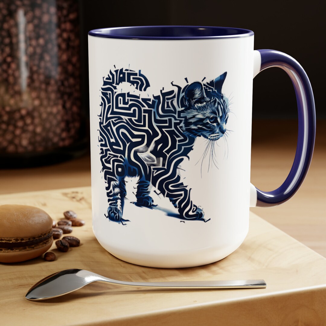 Luxury Blue Cat Mug Fun Cat Cup, Cat Lover Gift, Coffee Lover Mug ...