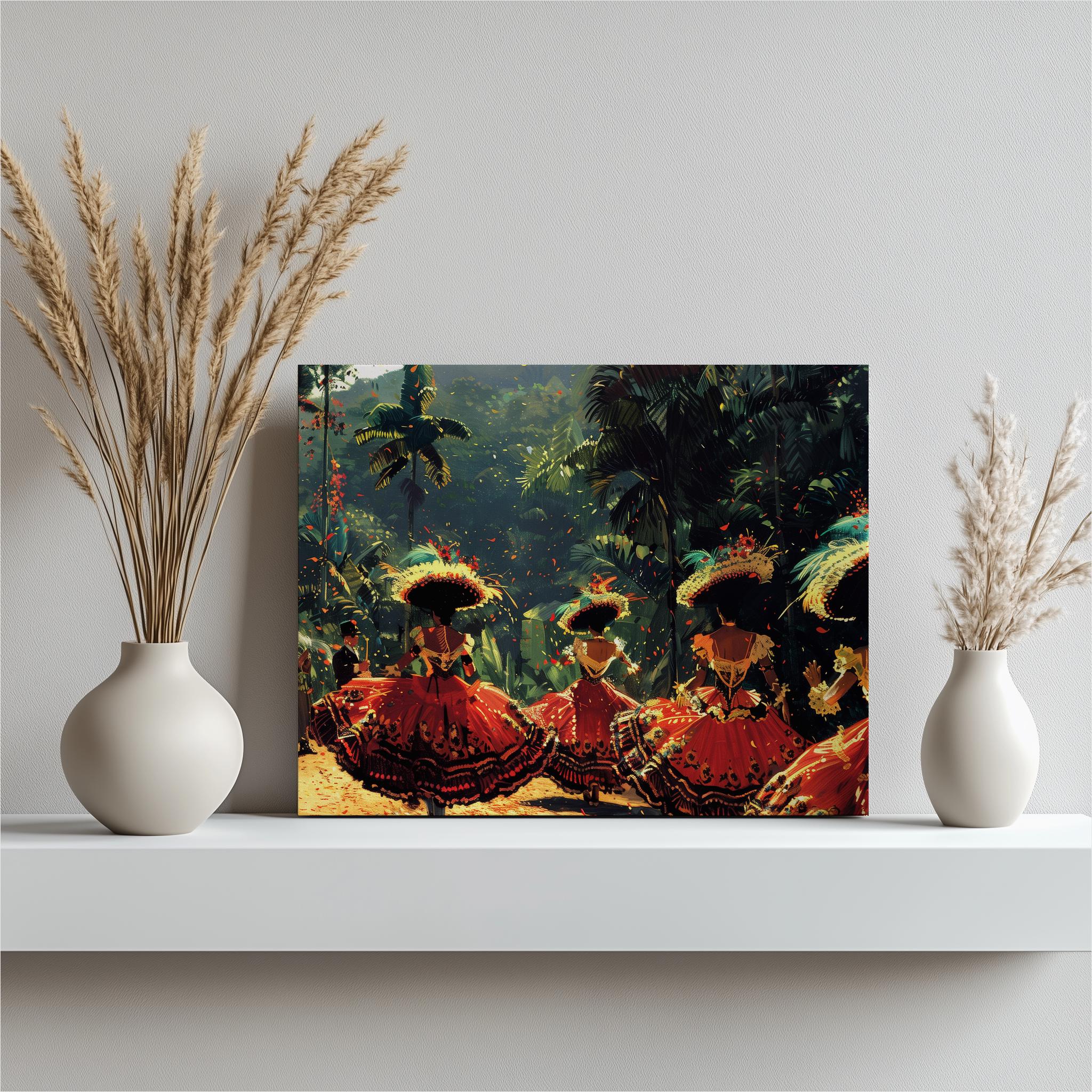 Brazil Canvas Wall Art, Vibrant Oil Painting, Samba Dance Poster ...
