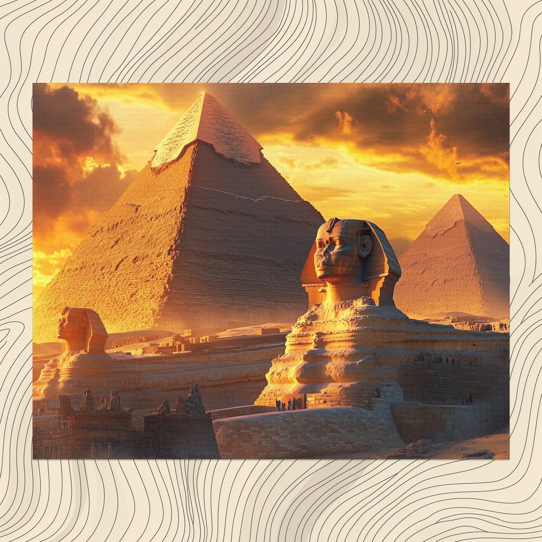 Breathtaking Egypt Canvas Wall Art, Ancient Egyptian Pyramids Under a ...