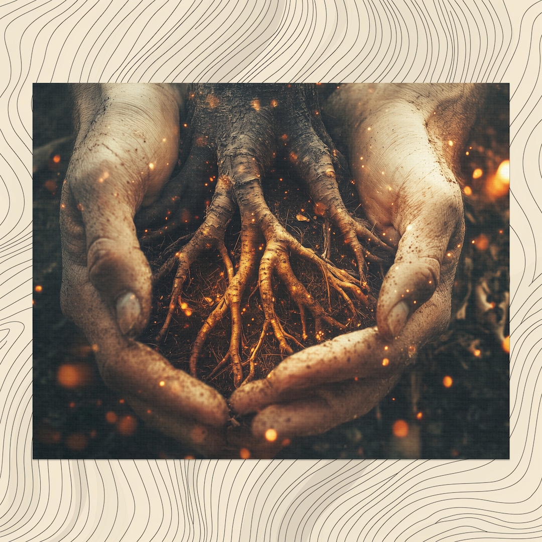 Growth Roots Canvas Wall Art, Serene Nature Inspired Painting Entwined ...