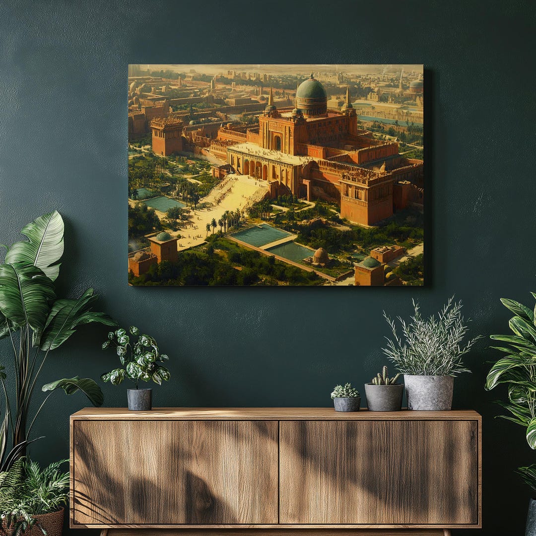 Ancient Babylon City Canvas Wall Art – Grand Ziggurat Palace With ...