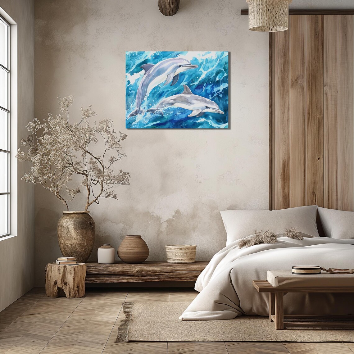 Dolphin Canvas Wall Art, Stunning Underwater Scene With Dolphins ...