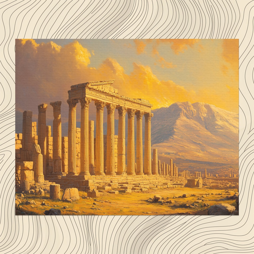 Stunning Lebanon Canvas Wall Art, Baalbek Ruins Sunset Decor With ...