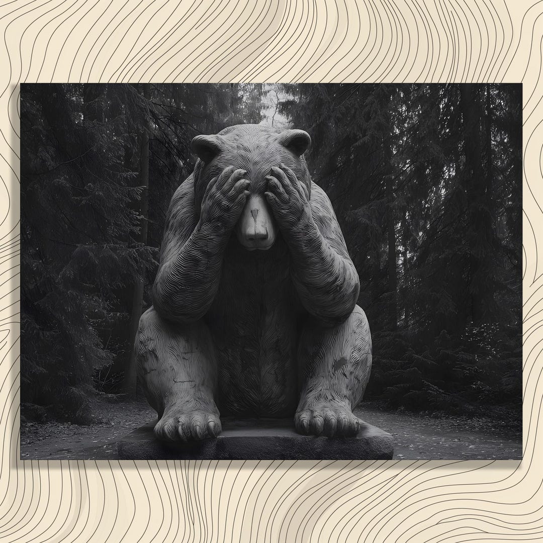 Moody Bear Canvas Wall Art – Black Bear in Foggy Woods - Etsy