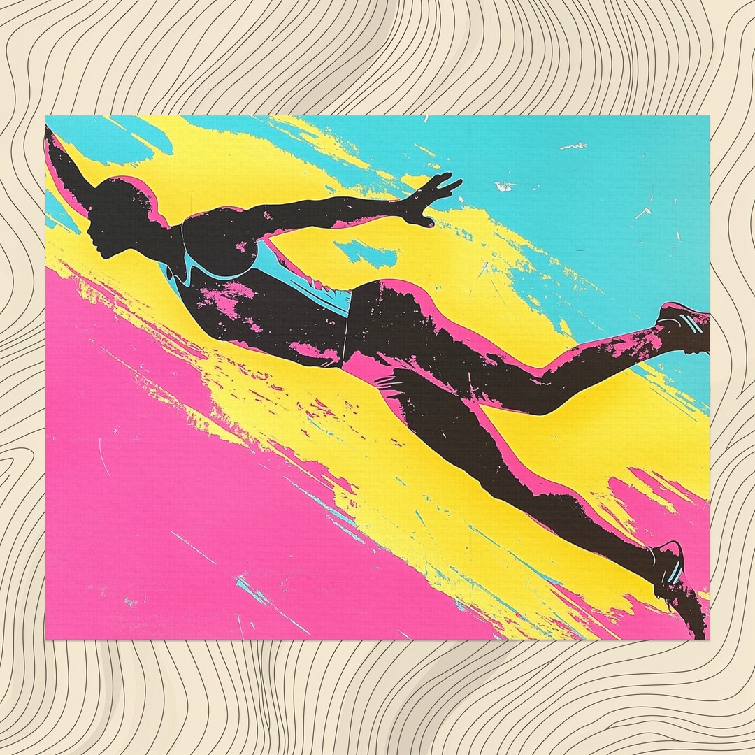 Dynamic Long Jump Canvas Wall Art, Sports Illustration, Vibrant Colors ...