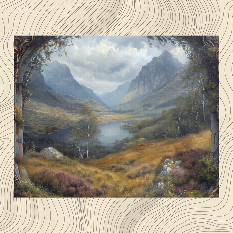 Scottish Highlands Canvas Wall Art, Heather Fields Castles Lochs Print ...
