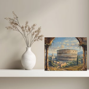 Italy Canvas Wall Art Colosseum Painting, Roman Statues and Ruins Oil ...