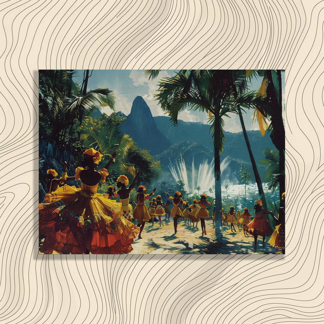 Brazil Canvas Wall Art Nostalgic Carnival Dance Painting Detailed Oil ...