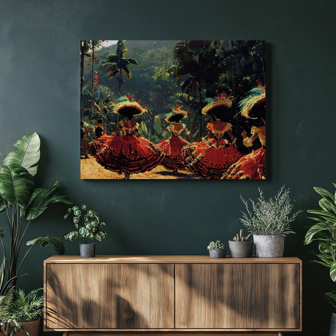 Brazil Canvas Wall Art, Vibrant Oil Painting, Samba Dance Poster ...
