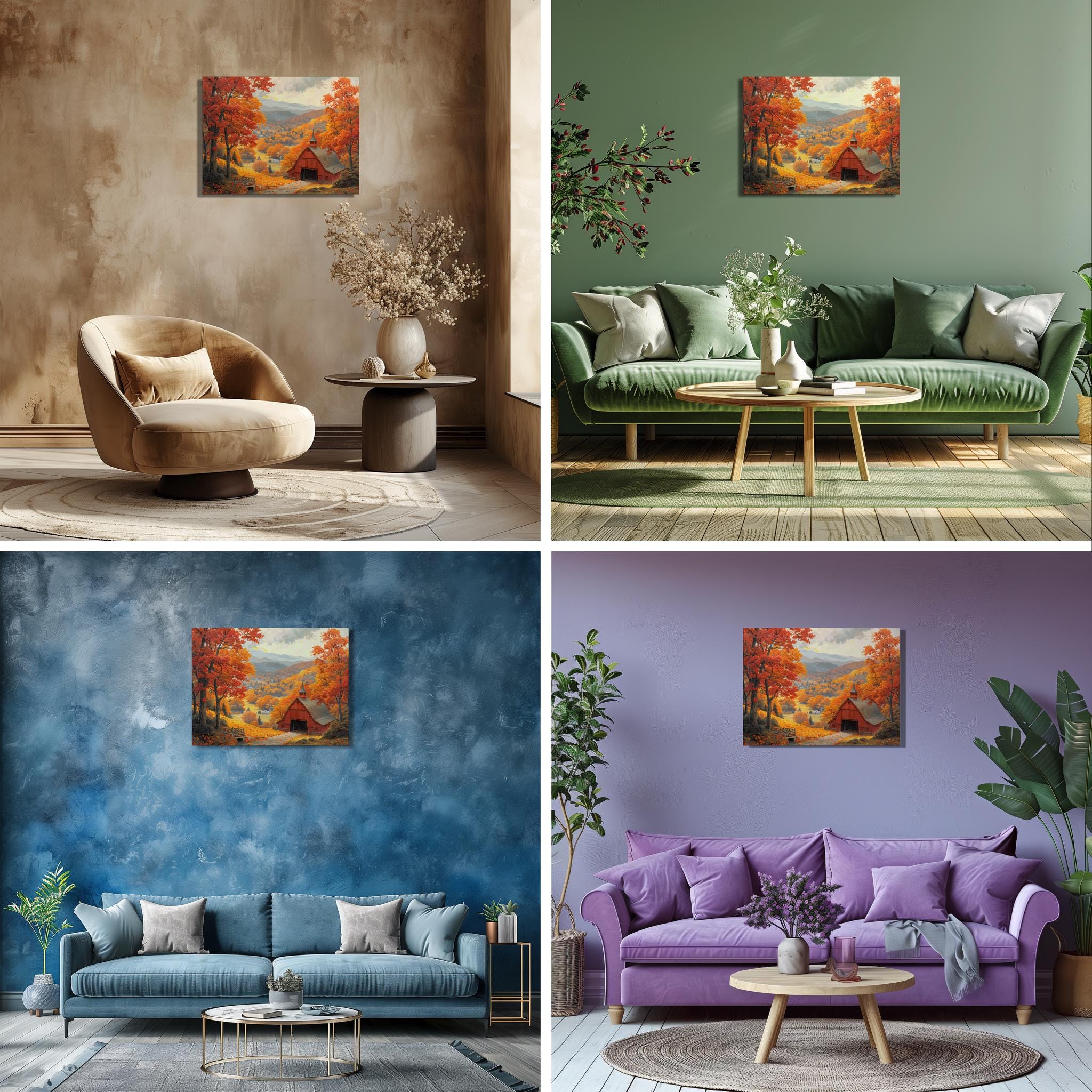 Vermont Canvas Wall Art: Beautiful Fall Foliage, Historic Covered ...