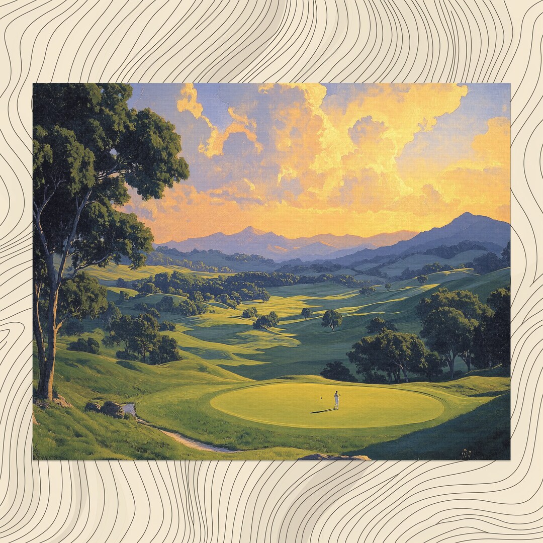 Stunning Golfing Canvas Wall Art, Vibrant Golf Course Decor for Sunrise ...