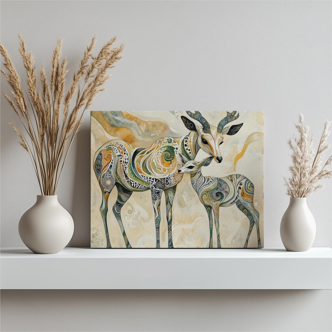 Wolverine Canvas Wall Art, Watercolor Painting Antelope Calf Unique ...