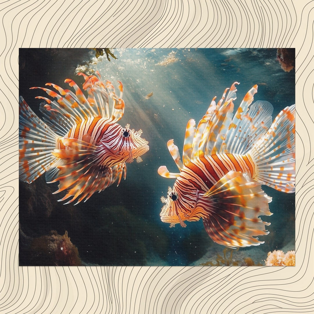Lionfish Canvas Wall Art Elegant Marine Life Painting Perfect for Ocean ...