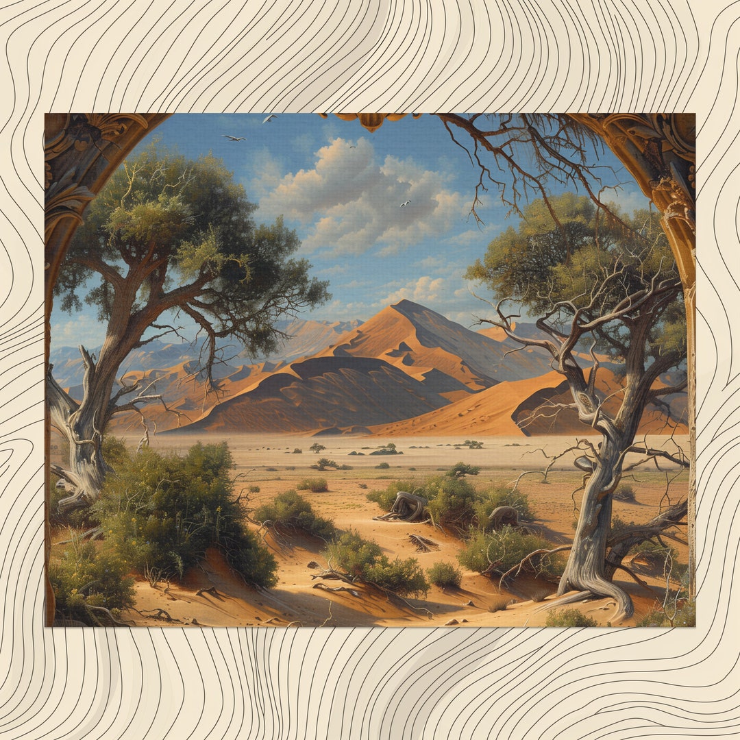 Namibia Canvas Wall Art, Namib Desert Painting With Unique Wildlife ...