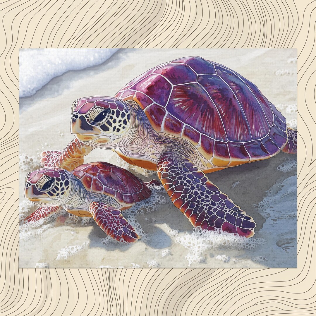 Turtles Canvas Wall Art Patience Beach Painting for Turtle Lovers Home ...