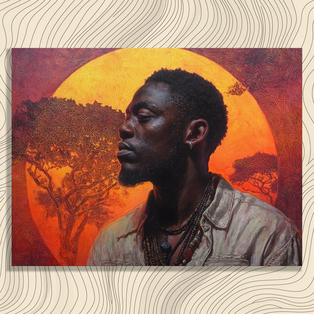 Bold Profile Portrait Canvas Wall Art – Modern African Art Print ...