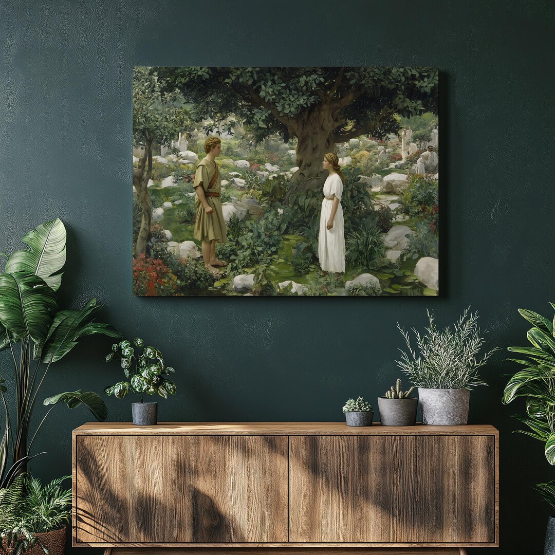 Neoclassical Garden Couple Canvas Wall Art – Romantic Classical Scene ...
