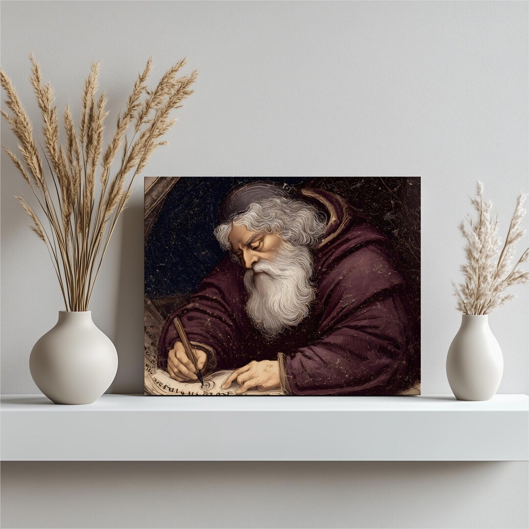 Medieval Scribe Monk Canvas Wall Art – Gothic Renaissance Scribe ...