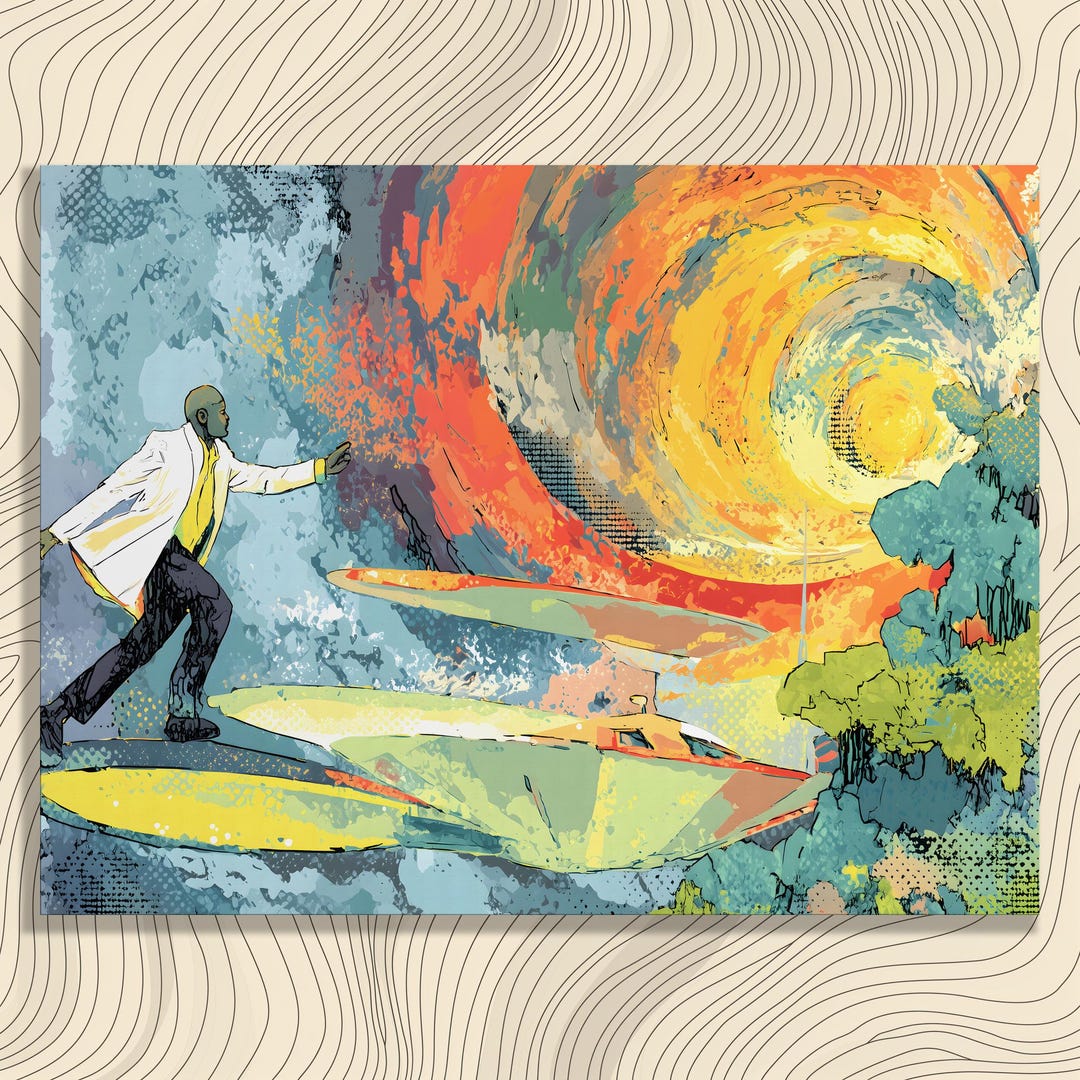 Surreal Surfing Vortex Canvas Wall Art – Abstract Sky Adventure Motion ...