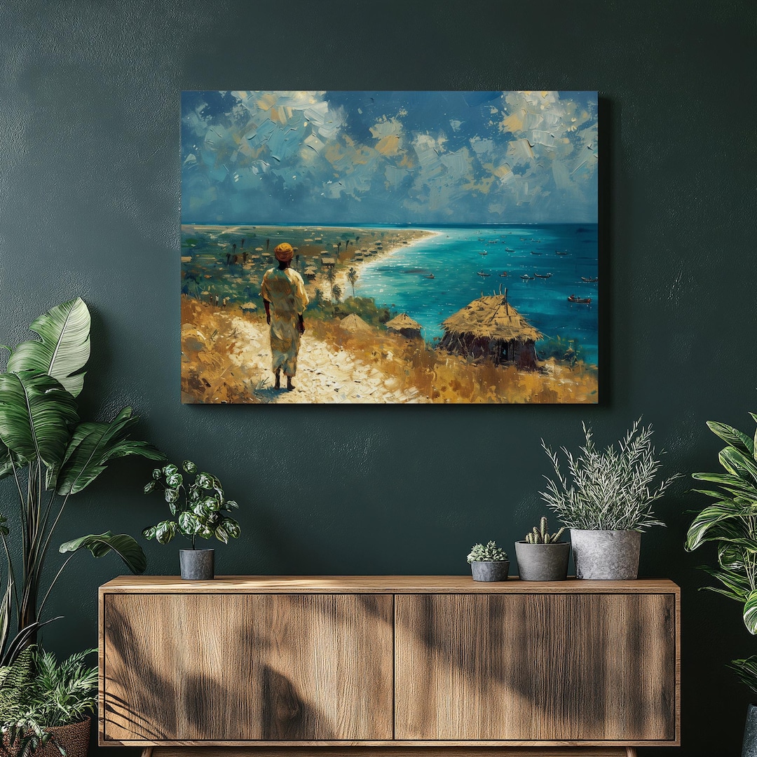 Somalia Canvas Wall Art, Detailed Oil Painting, Vibrant Coastal Scene ...