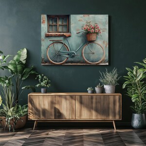 Charming Vintage Bicycle Canvas Wall Art With Flower Basket – Nostalgic ...