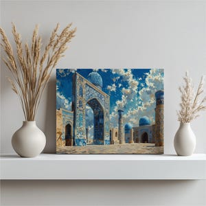 Uzbekistan Canvas Wall Art, Hand Painted Traditional Uzbek Ceramics ...