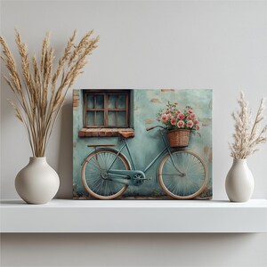 Charming Vintage Bicycle Canvas Wall Art With Flower Basket – Nostalgic ...