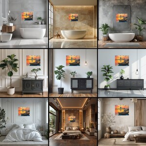 Bahrain Canvas Wall Art Pearl Diving Boats Manama Scene Sunset Colors ...