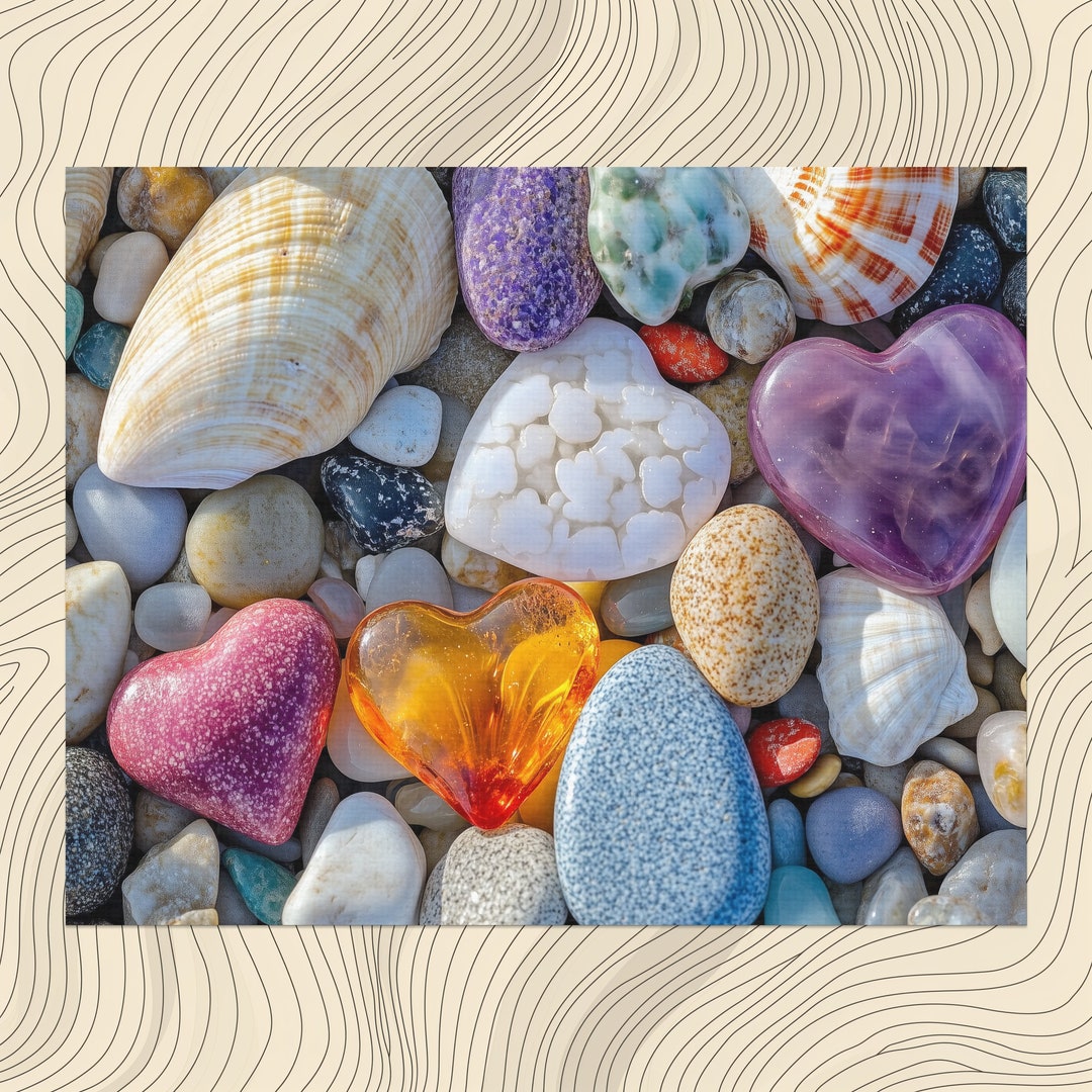 Reef Canvas Wall Art: Crystal Clear Pebble, Rainbow Stones Natural ...