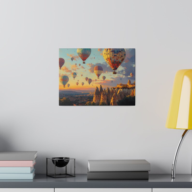 Hot Air Balloons Canvas Wall Art, Cappadocia Sunrise Painting Vibrant ...