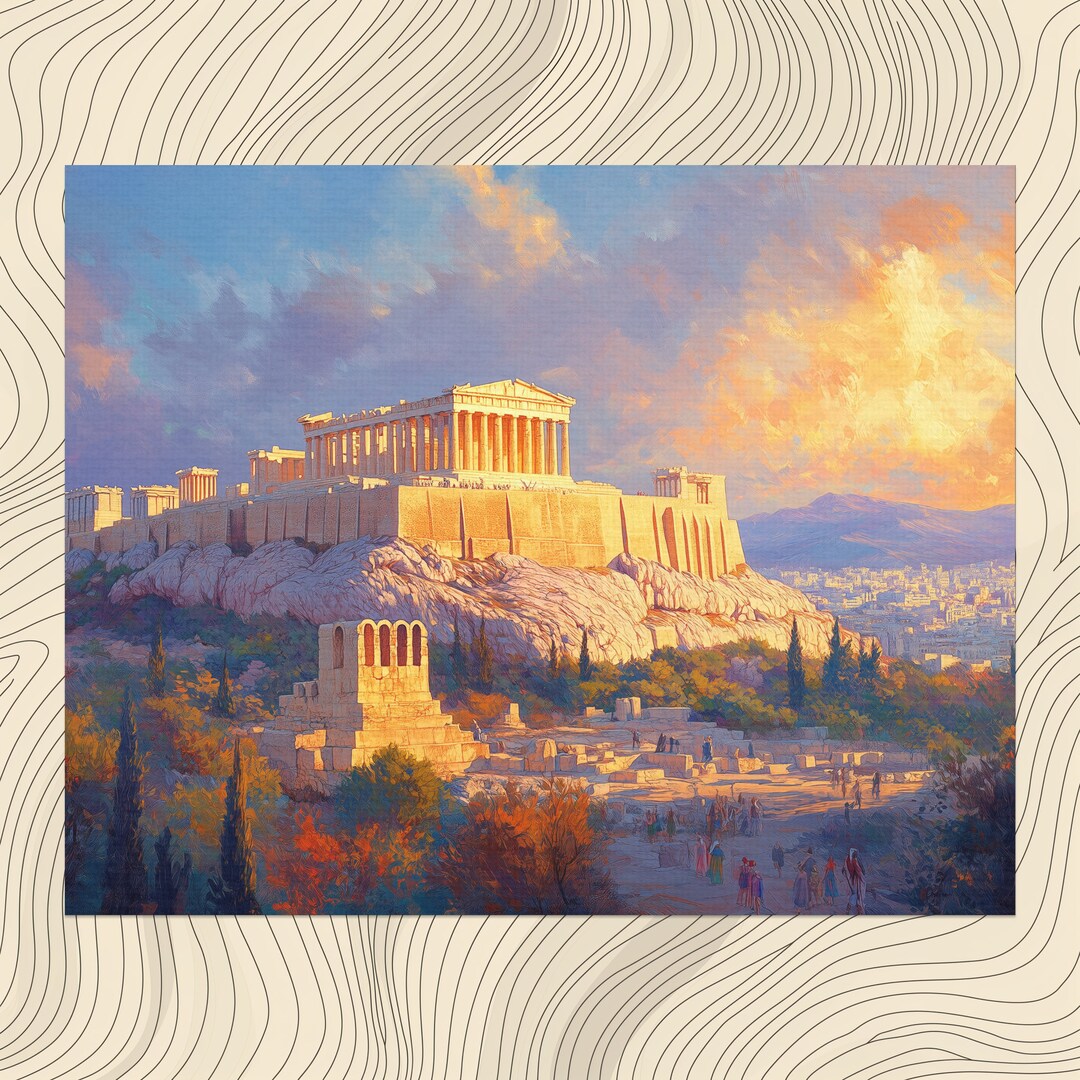 Ancient Acropolis Canvas Wall Art, Parthenon Evening Sun Historical ...